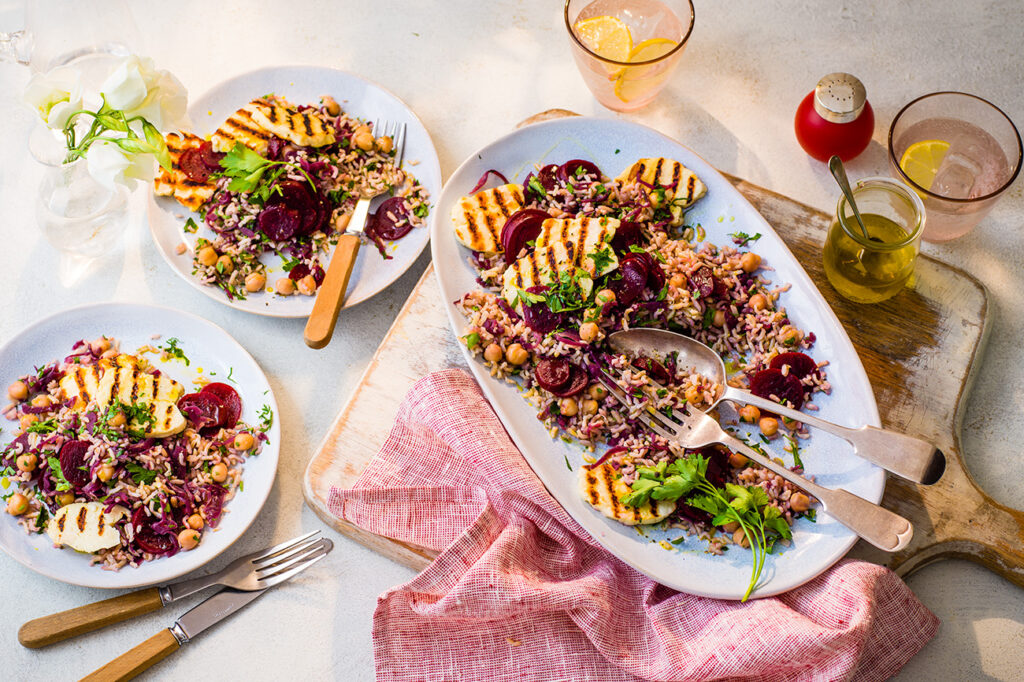 Halloumi with chickpea and beetroot rice - Southern Co-op
